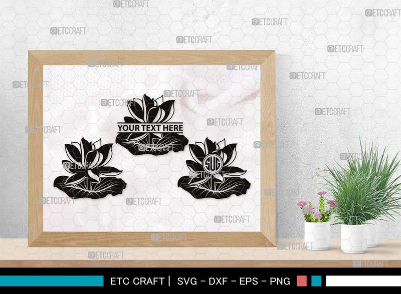 Lotus Monogram, Lotus Silhouette, Lotus SVG, Flower Svg, Water Lily Svg ...