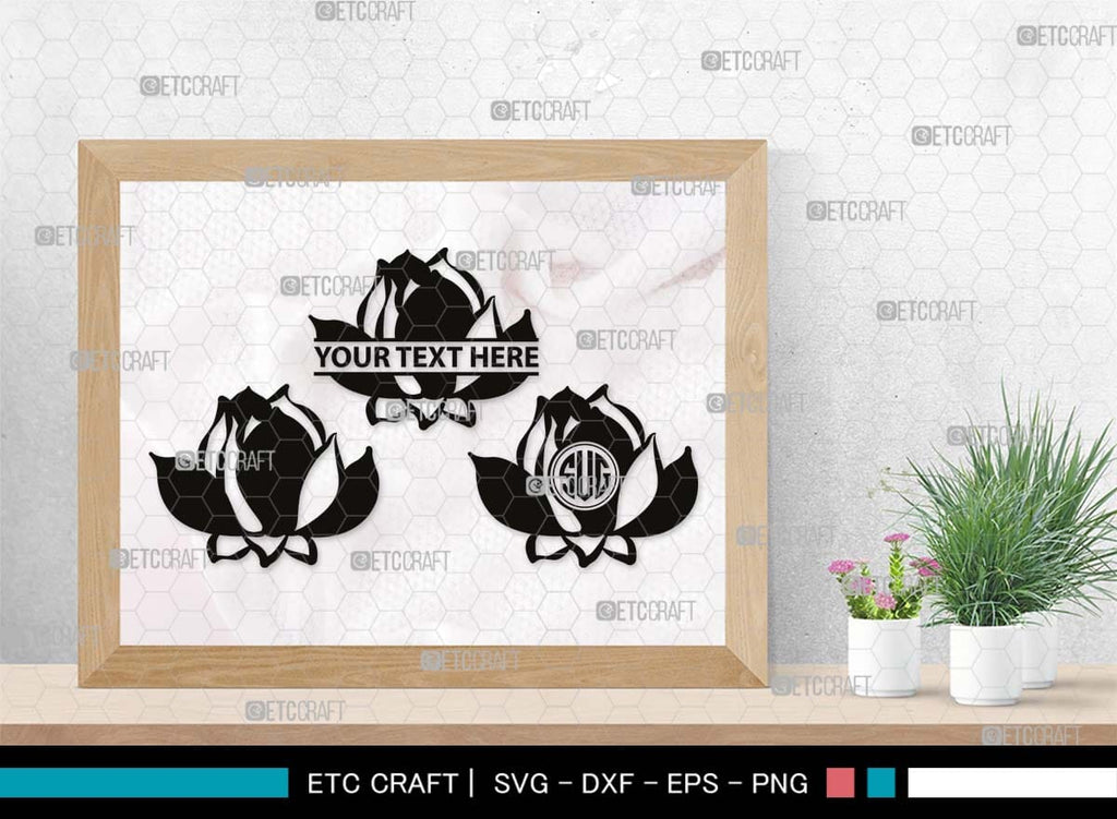 Lotus Monogram, Lotus Silhouette, Lotus SVG, Flower Svg, Water Lily Sv ...