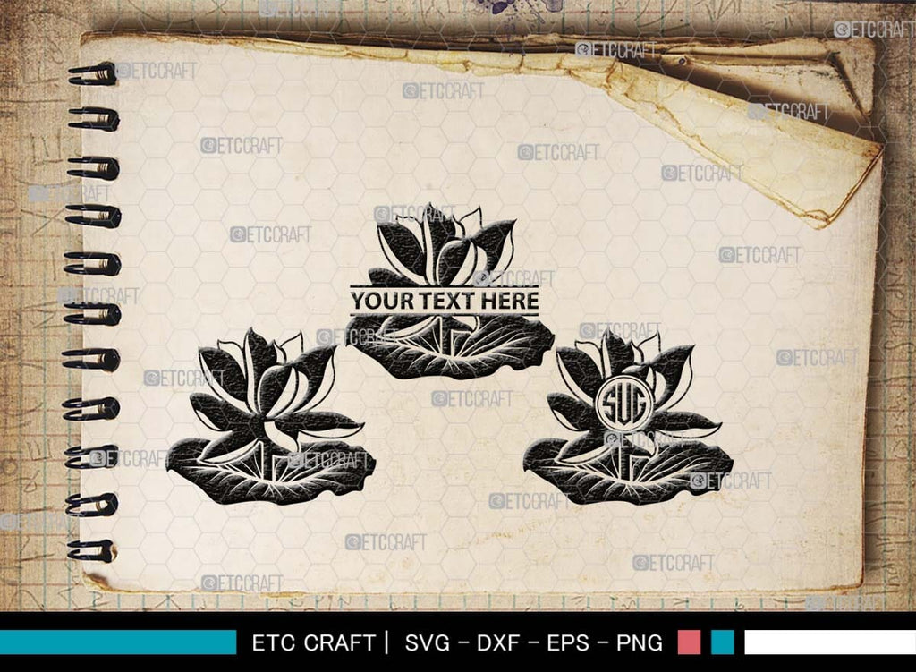 Lotus Monogram, Lotus Silhouette, Lotus SVG, Flower Svg, Water Lily Svg ...