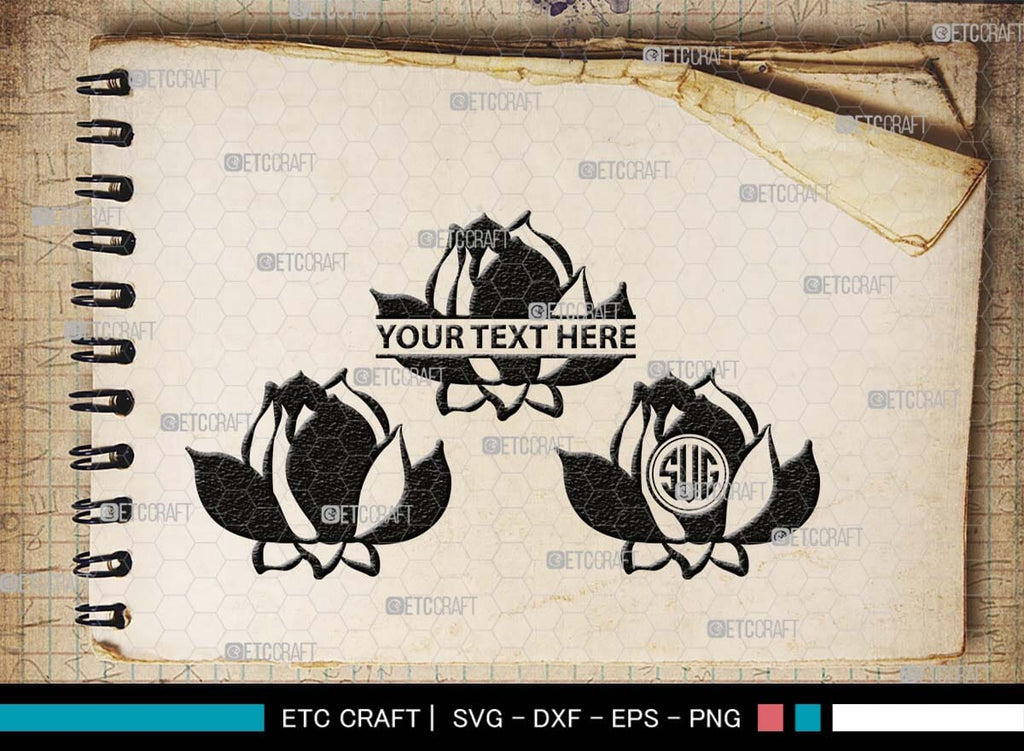 Lotus Monogram, Lotus Silhouette, Lotus SVG, Flower Svg, Water Lily Sv ...