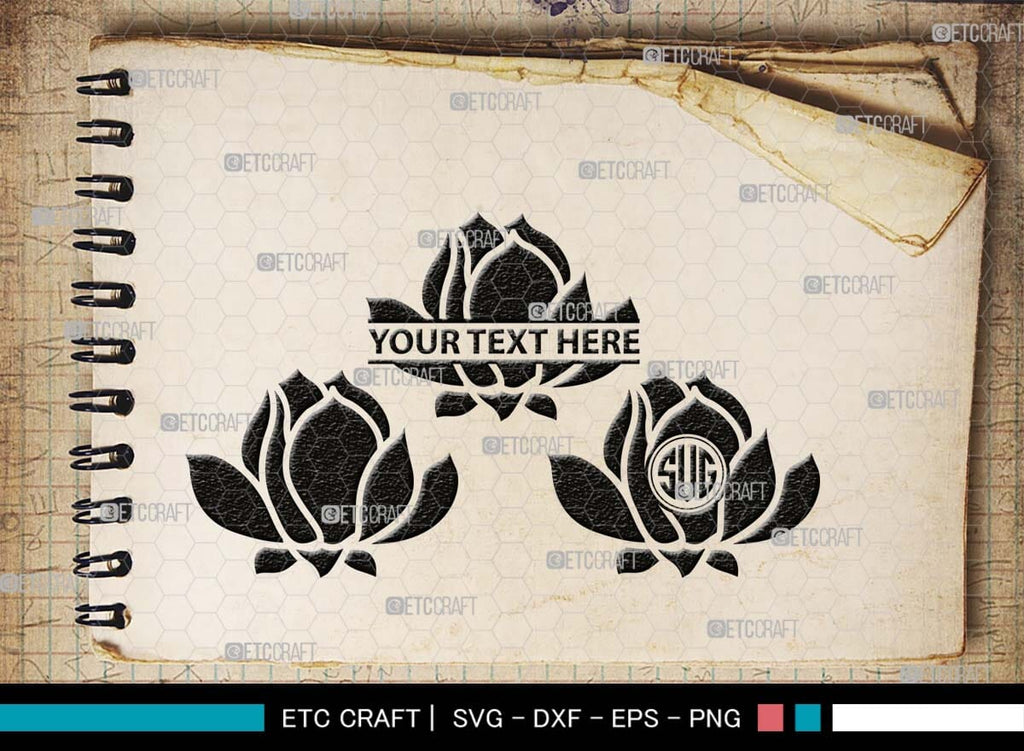 Lotus Monogram, Lotus Silhouette, Lotus SVG, Flower Svg, Water Lily Svg ...