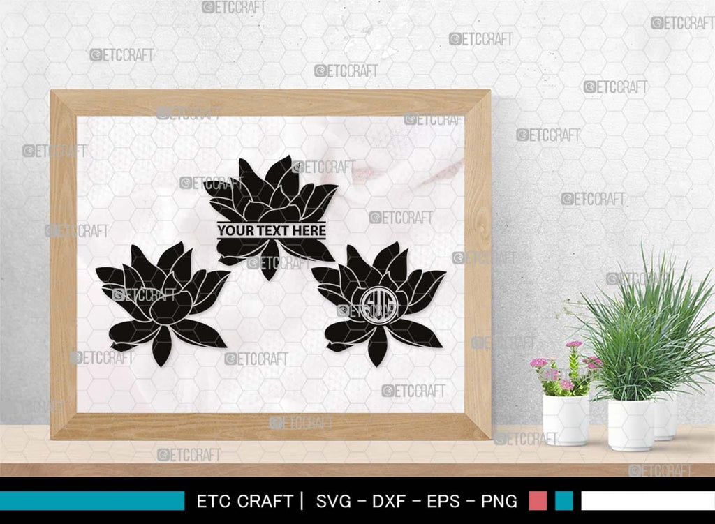 Lotus Monogram, Lotus Silhouette, Lotus SVG, Flower Svg, Water Lily Svg ...