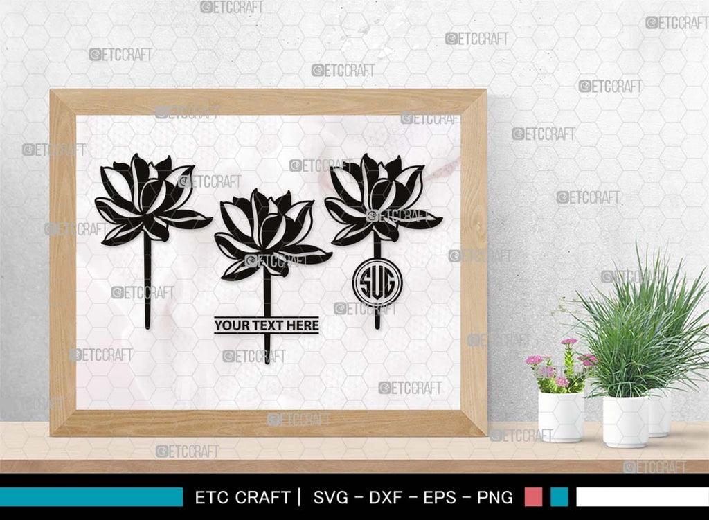 Lotus Monogram, Lotus Silhouette, Lotus SVG, Flower Svg, Water Lily Svg ...