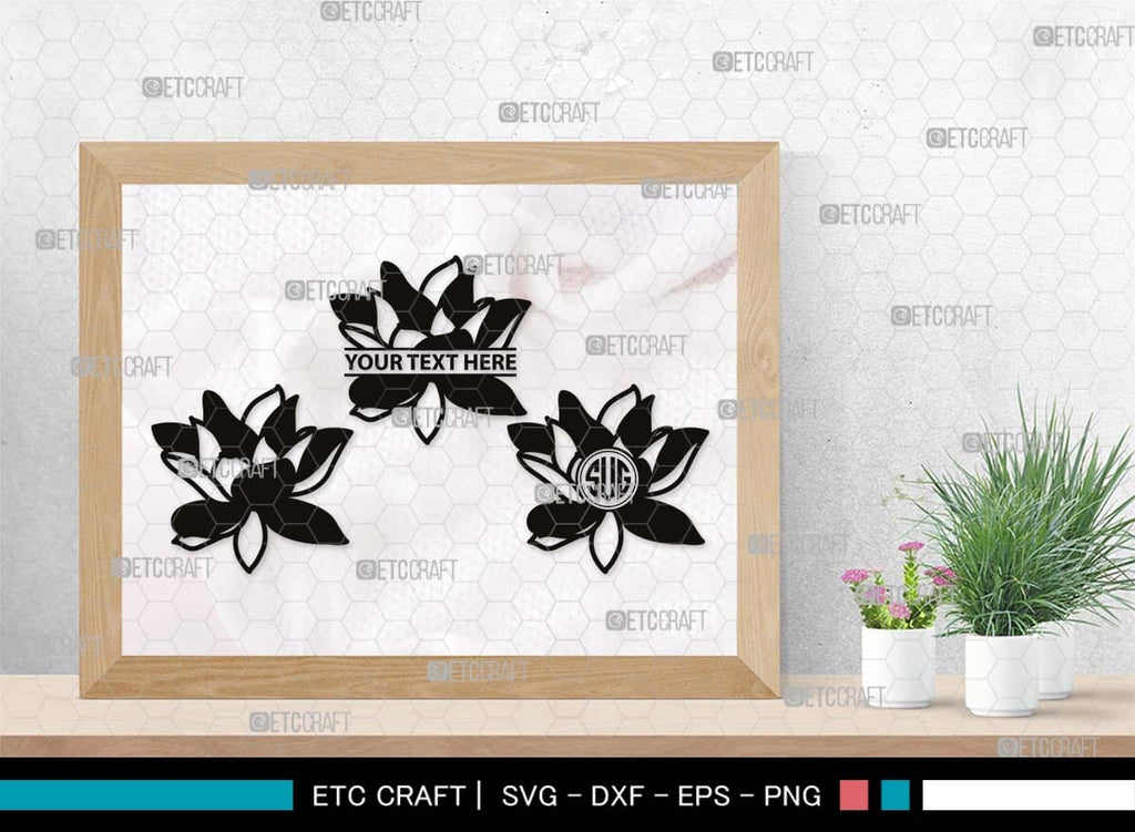 Lotus Monogram, Lotus Silhouette, Lotus SVG, Flower Svg, Water Lily Svg ...