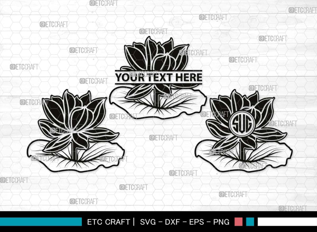 Lotus Monogram, Lotus Silhouette, Lotus SVG, Flower Svg, Water Lily Svg ...