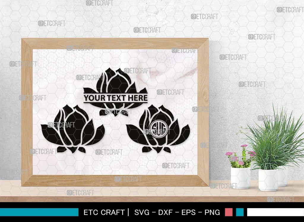 Lotus Monogram, Lotus Silhouette, Lotus SVG, Flower Svg, Water Lily Svg ...