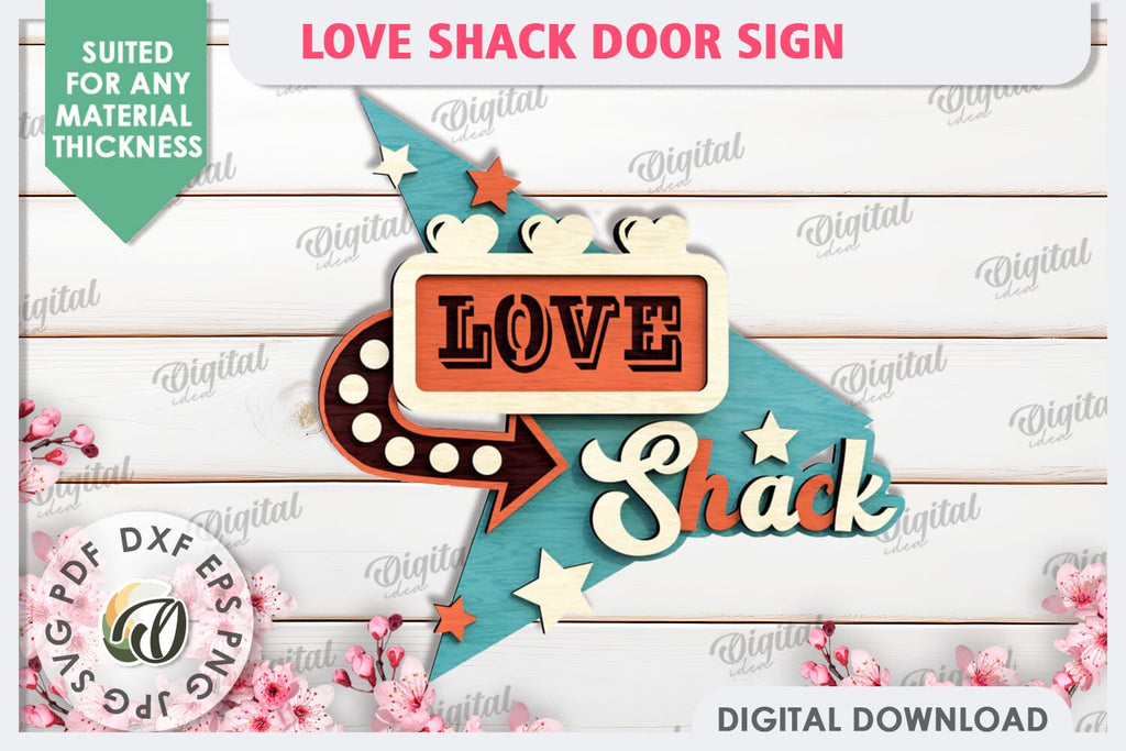 Love Shack Door Sign Laser Cut. Valentine Decor SVG - So Fontsy