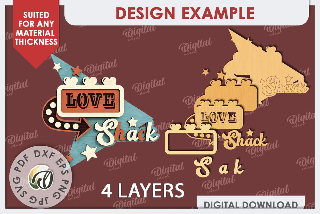 Love Shack Door Sign Laser Cut. Valentine Decor SVG - So Fontsy