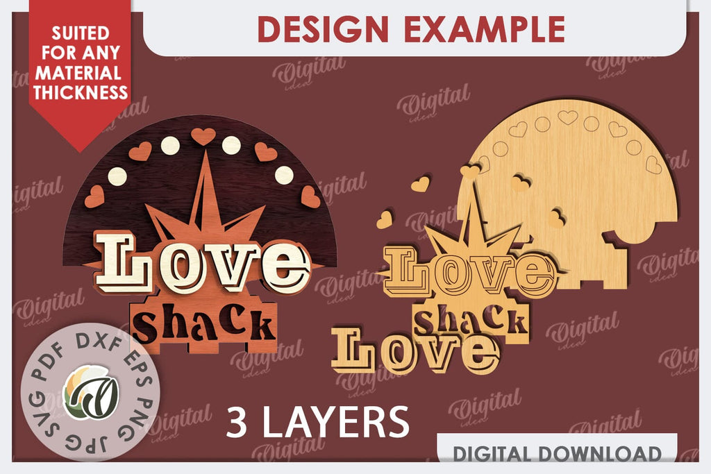 Love Shack Door Sign Laser Cut. Valentine Sign SVG Design - So Fontsy