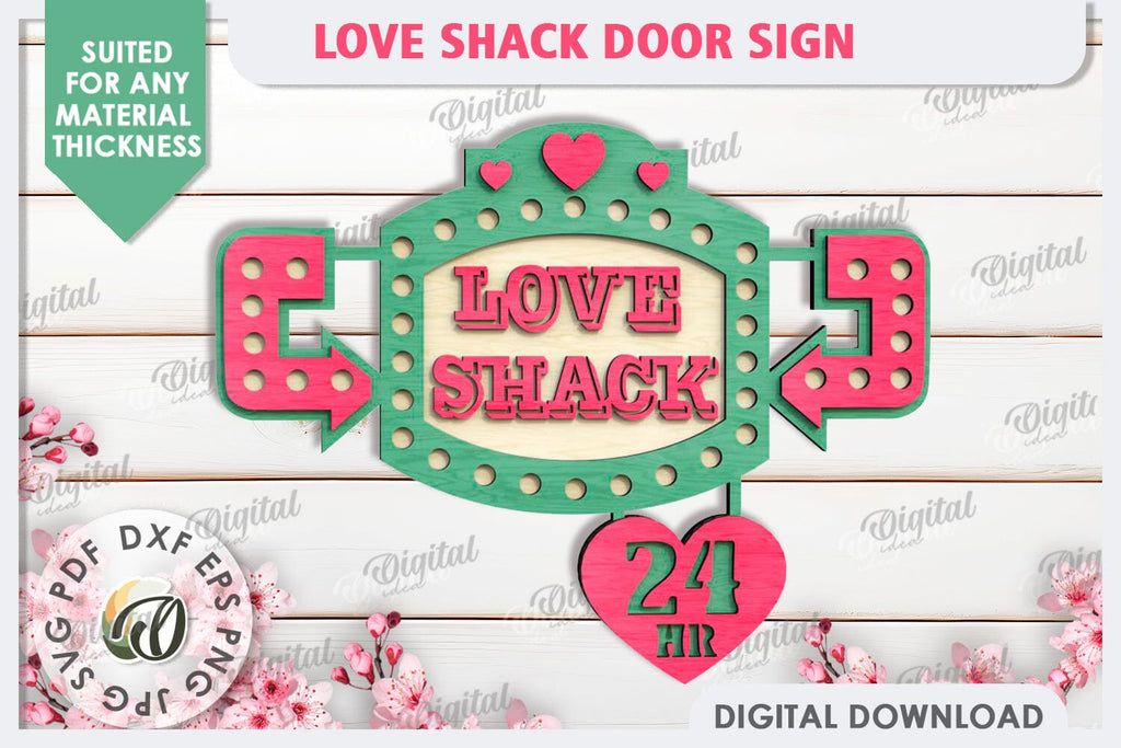 Love Shack Door Sign Laser Cut. Valentine Sign SVG - So Fontsy