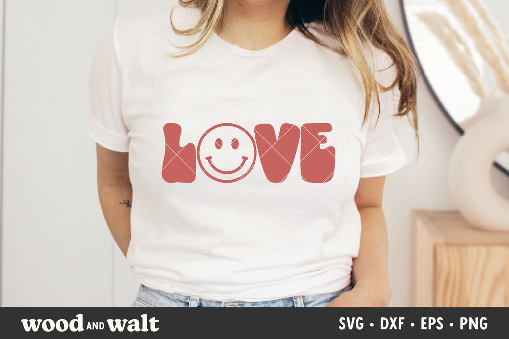 Love Smiley Face SVG | Retro Valentine SVG - So Fontsy