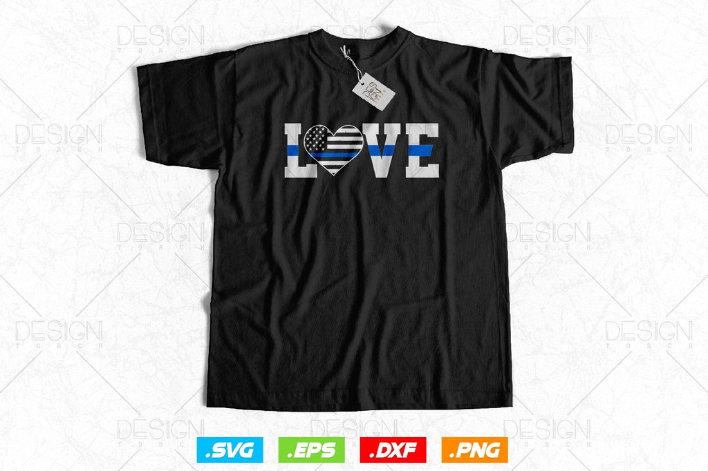Love Thin Blue Line Heart Flag Police Officer Svg Png, Fathers Day Svg ...