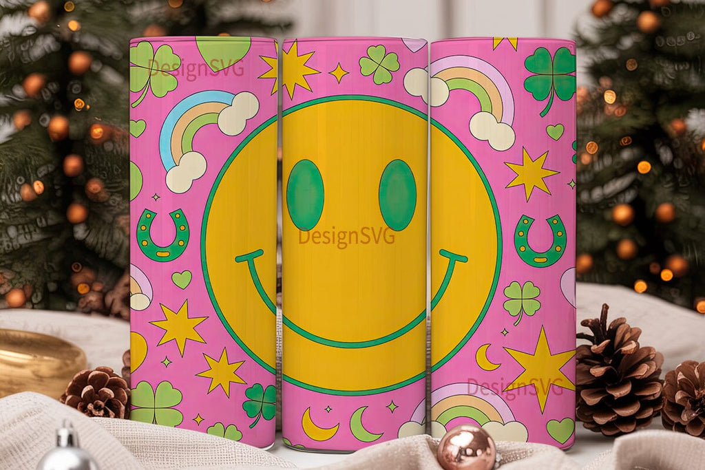 Lucky Smiley Face 20oz Tumbler Wrap - So Fontsy