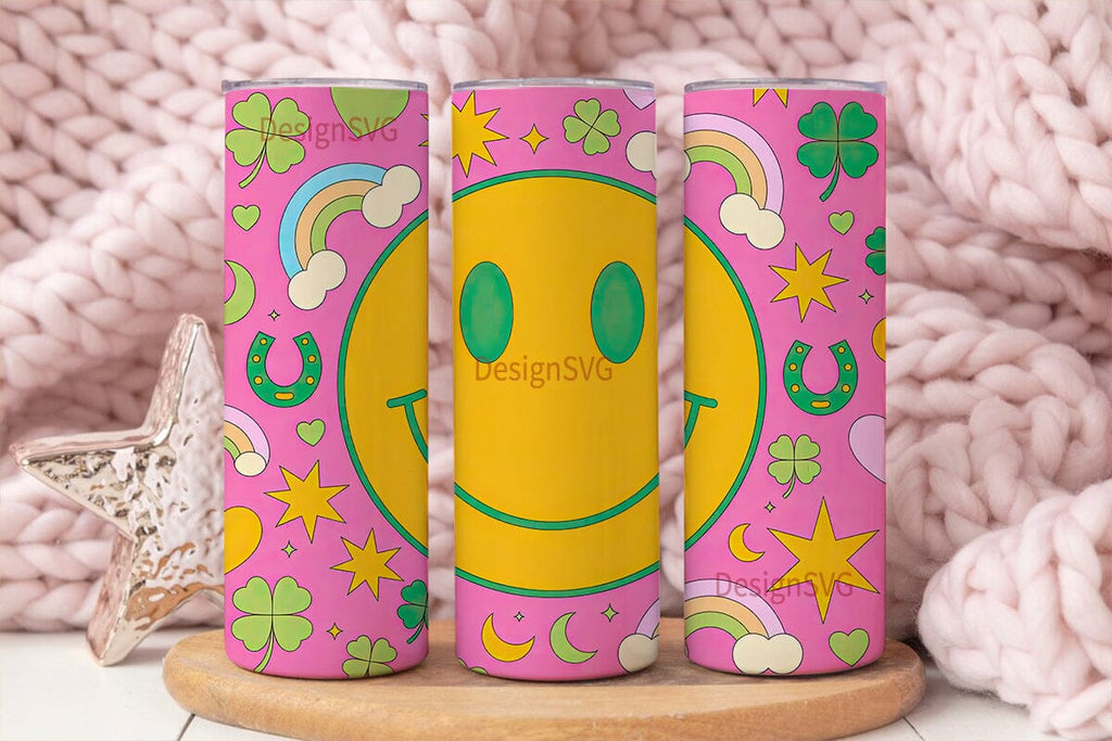 Lucky Smiley Face 20oz Tumbler Wrap - So Fontsy