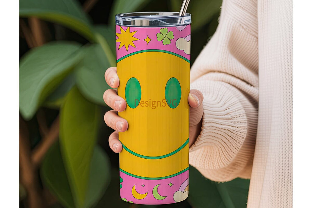 Lucky Smiley Face 20oz Tumbler Wrap - So Fontsy