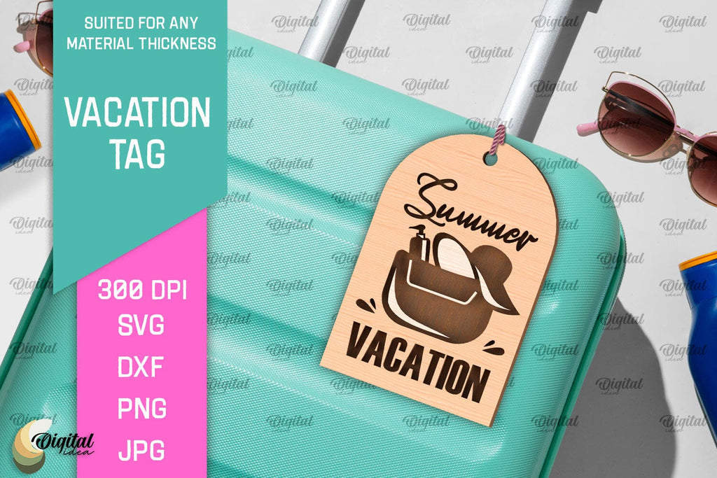 Luggage Tag Laser Cut. Wooden Travel Tag SVG - So Fontsy