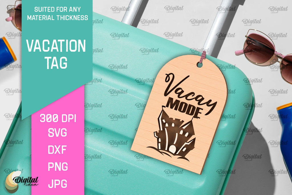 Luggage Tag Laser Cut. Wooden Travel Tag SVG - So Fontsy