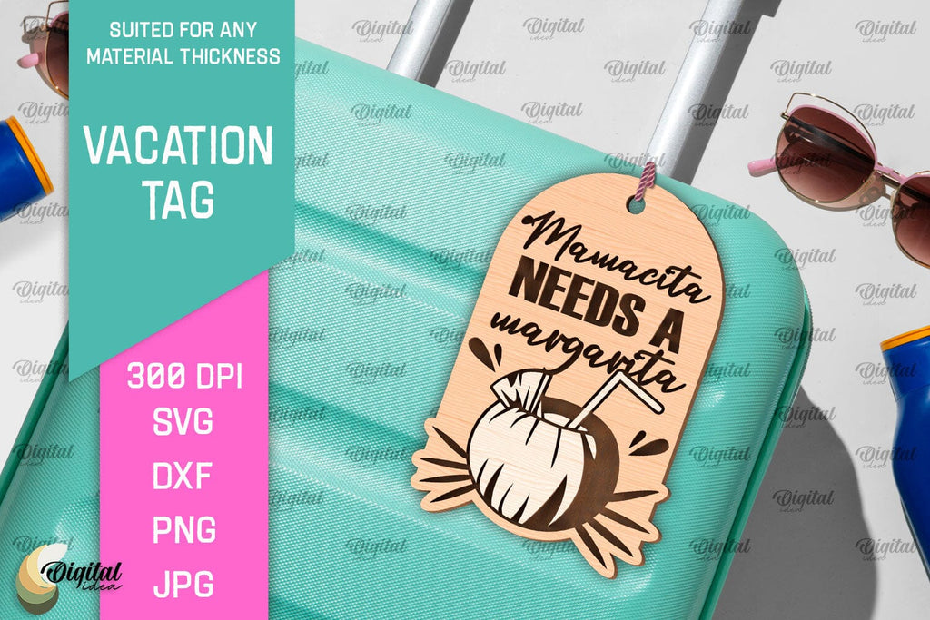 Luggage Tag Laser Cut. Wooden Travel Tag SVG - So Fontsy