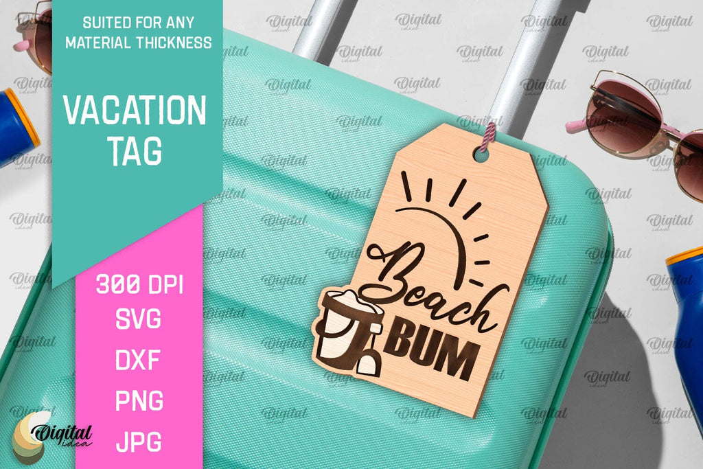 Luggage Tag Laser Cut. Wooden Travel Tag SVG - So Fontsy