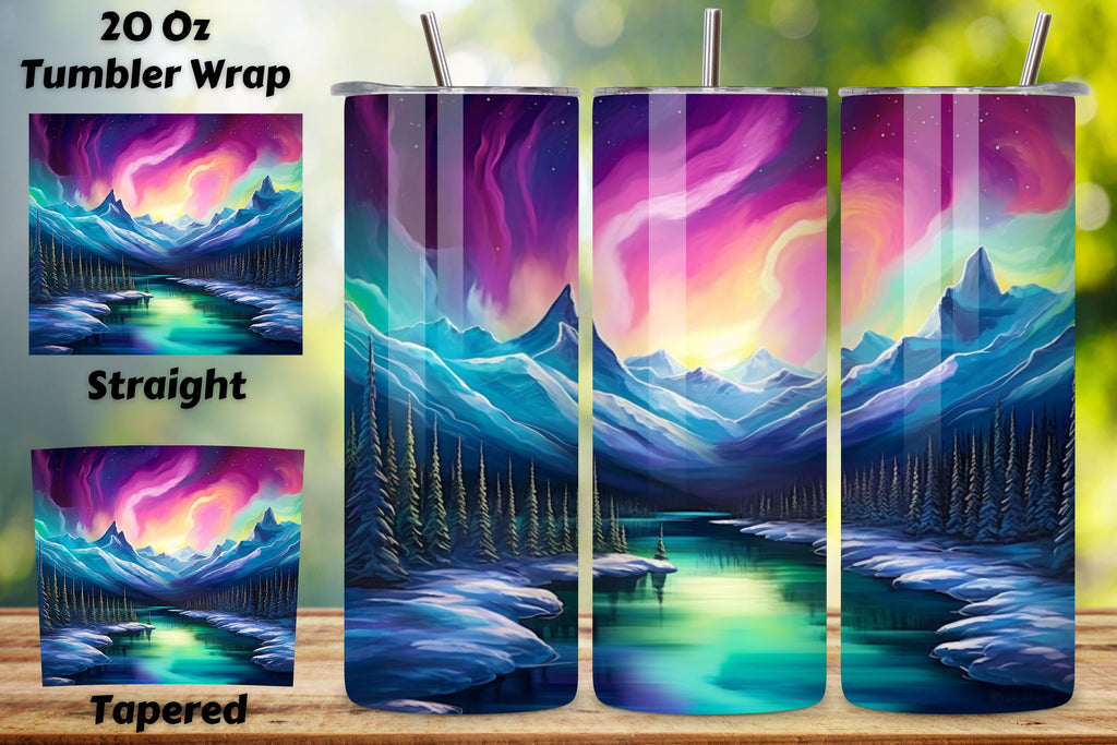 Luminous Northern Lights Tumbler Wrap | Alcohol Ink Art - So Fontsy