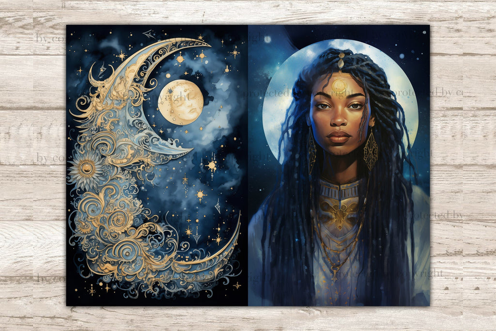 Lunar Witch Junk Journal Paper | Celestial Printable - So Fontsy