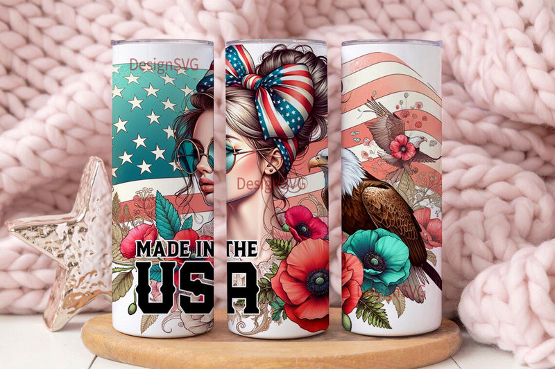Made In The USA 20oz Skinny Sublimation Tumbler Design, Made In The USA ...