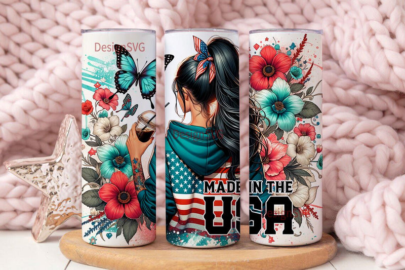 Made In The USA 20oz Skinny Sublimation Tumbler Design, Made In The USA ...