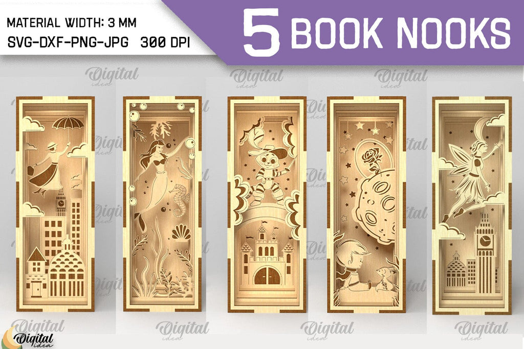 Magic Book Nook SVG Bundle. 3D Layared Book Nook Laser Cut - So Fontsy