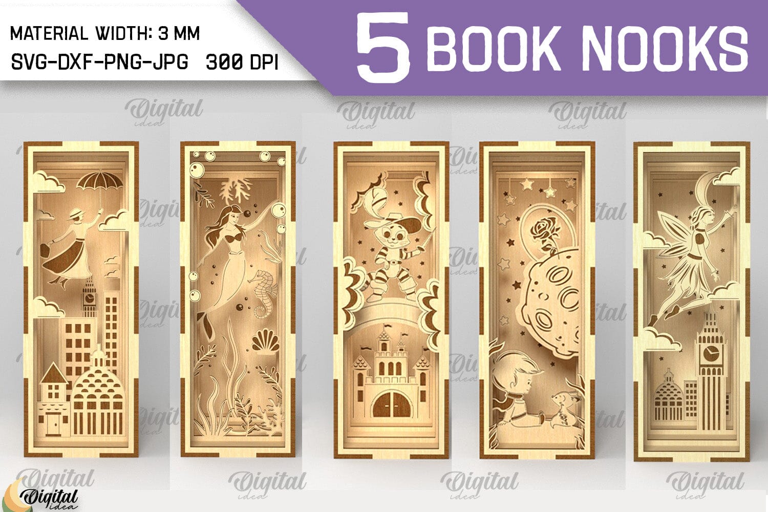 Magic Book Nook SVG Bundle. 3D Layared Book Nook Laser Cut - So Fontsy