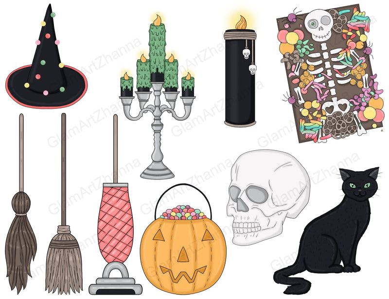 Magic CLIPART Halloween, Fall clipart, Pumpkin - PNG files - So Fontsy