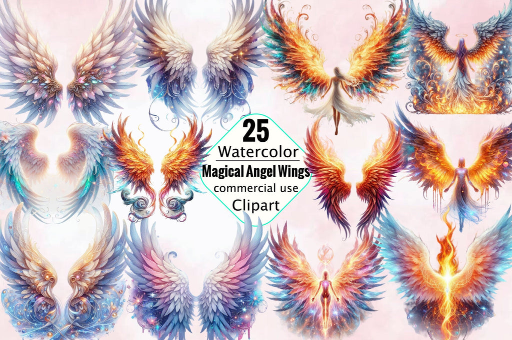 Magical Angel Wings Sublimation Clipart Bundle - So Fontsy