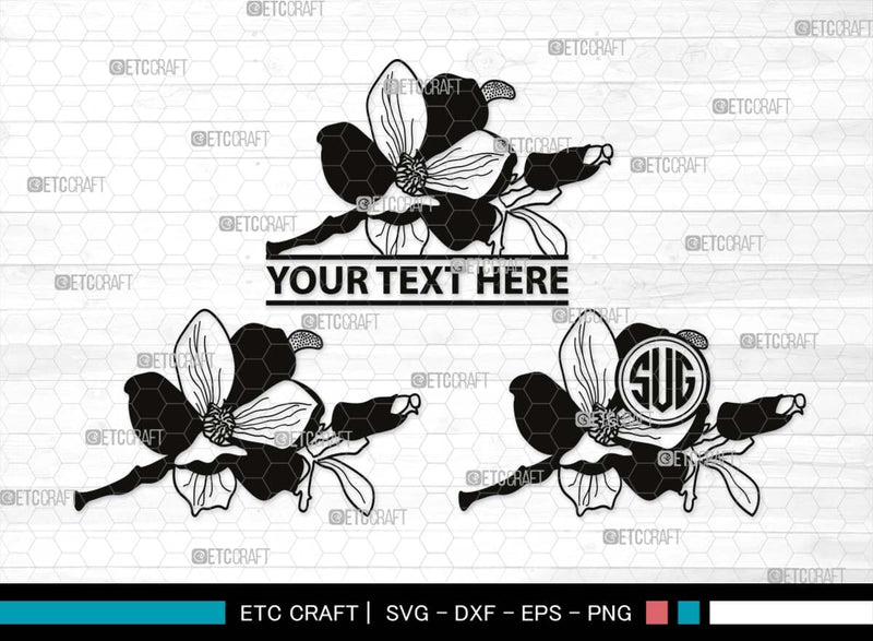 Magnolia Monogram, Magnolia Silhouette, Magnolia SVG, Flower Svg ...
