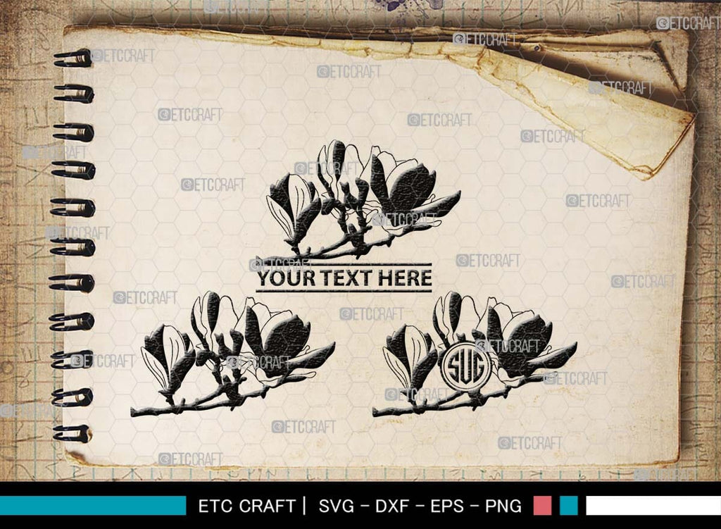 Magnolia Monogram, Magnolia Silhouette, Magnolia SVG, Flower Svg ...