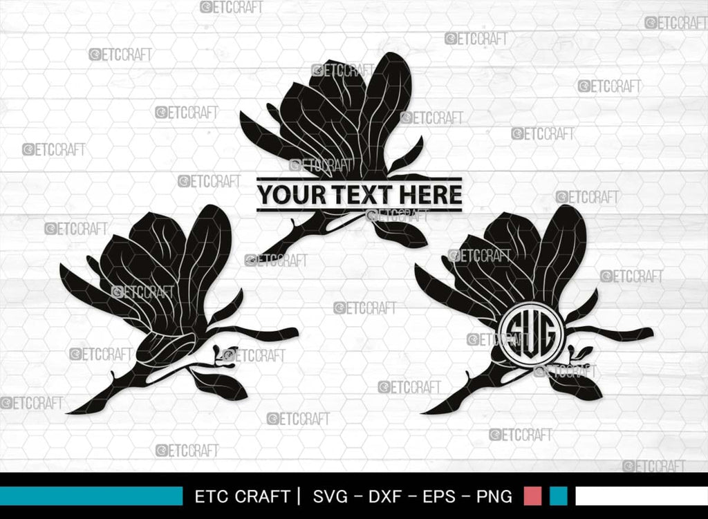 Magnolia Monogram, Magnolia Silhouette, Magnolia SVG, Flower Svg ...