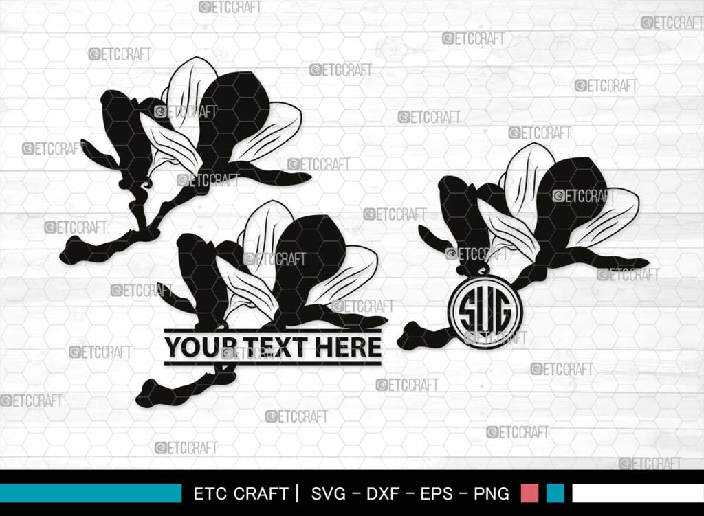 Magnolia Monogram, Magnolia Silhouette, Magnolia SVG, Flower Svg ...