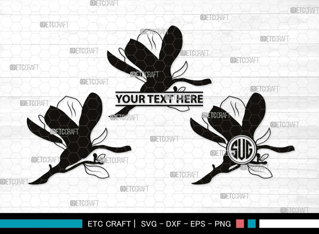 Magnolia Monogram, Magnolia Silhouette, Magnolia SVG, Flower Svg ...