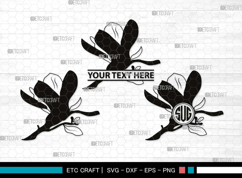 Magnolia Monogram, Magnolia Silhouette, Magnolia SVG, Flower Svg ...