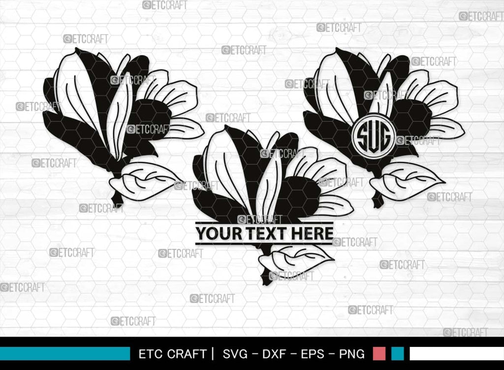 Magnolia Monogram, Magnolia Silhouette, Magnolia SVG, Flower Svg ...