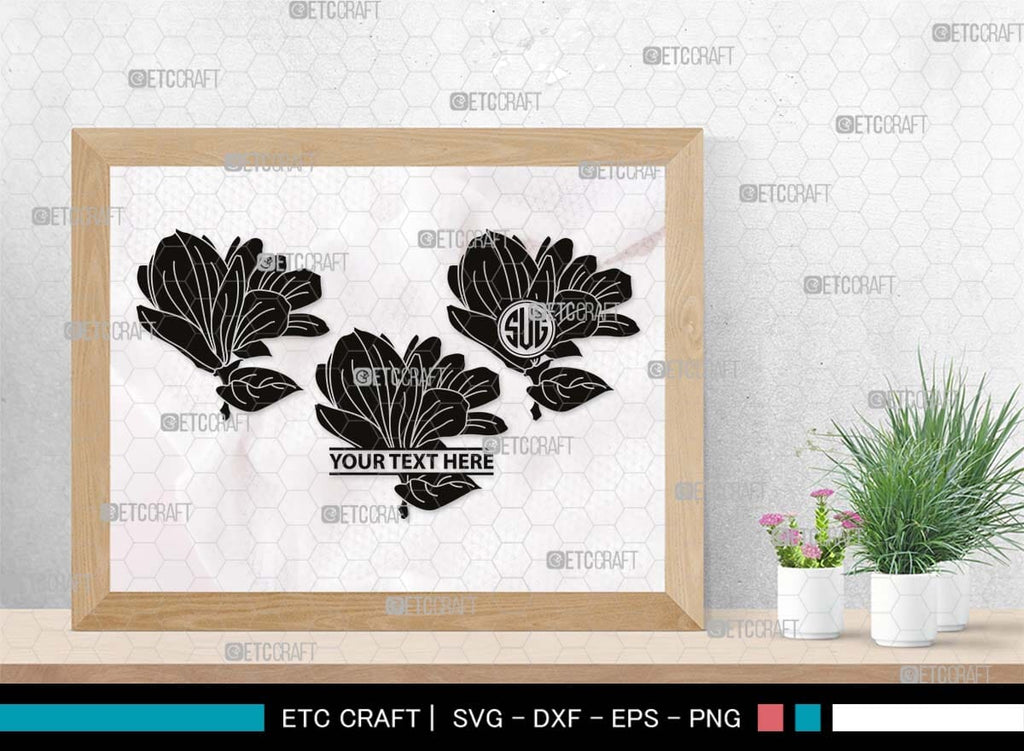 Magnolia Monogram, Magnolia Silhouette, Magnolia SVG, Flower Svg ...