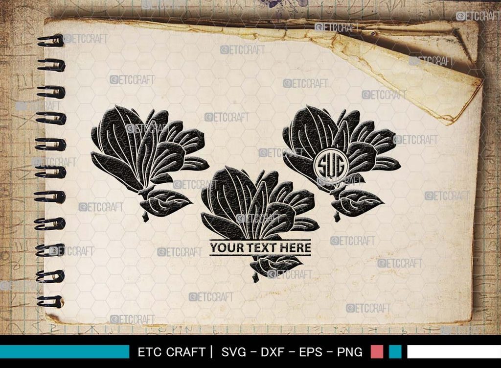 Magnolia Monogram, Magnolia Silhouette, Magnolia SVG, Flower Svg ...