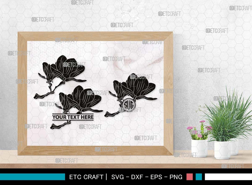 Magnolia Monogram, Magnolia Silhouette, Magnolia SVG, Flower Svg, Magn ...
