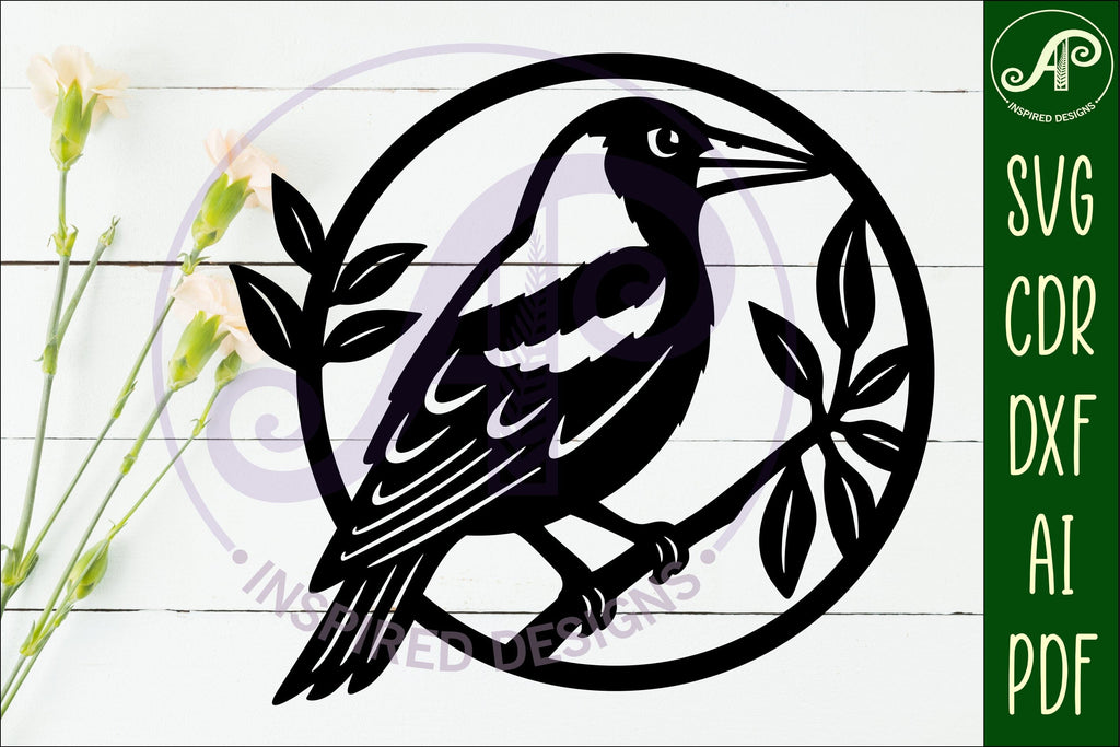Magpie Bird wall sign svg laser cut - So Fontsy