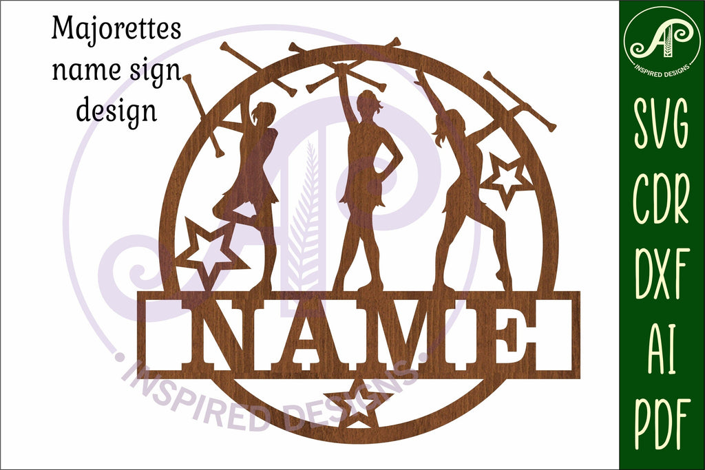 Majorette Name sign svg laser cut template - So Fontsy