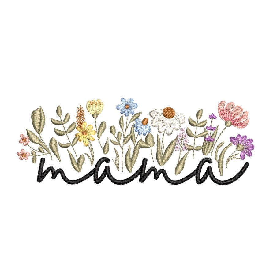 Mama Flower Embroidery Design, 3 sizes, Instant Download - So Fontsy