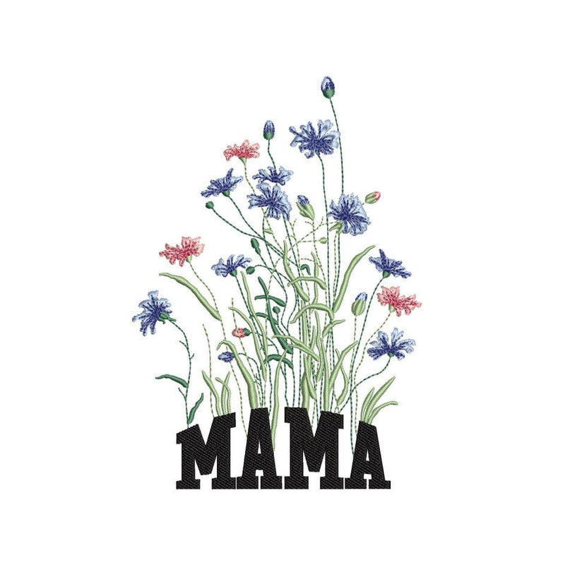 Mama Flower Embroidery Design, 3 sizes, Instant Download - So Fontsy