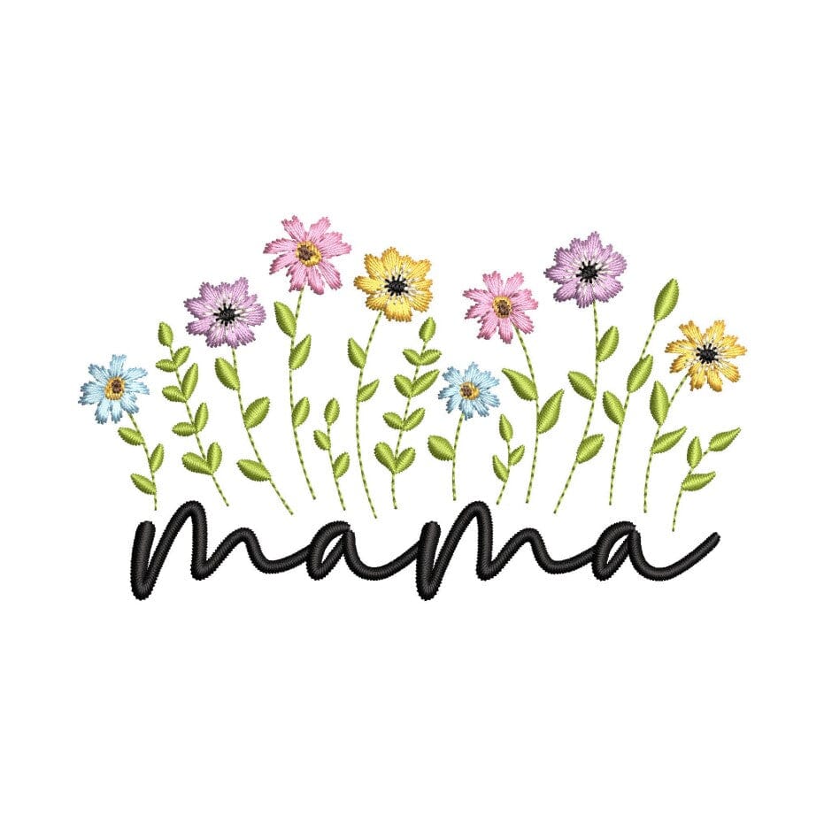 Mama Flower Embroidery Design, 3 sizes, Instant Download - So Fontsy