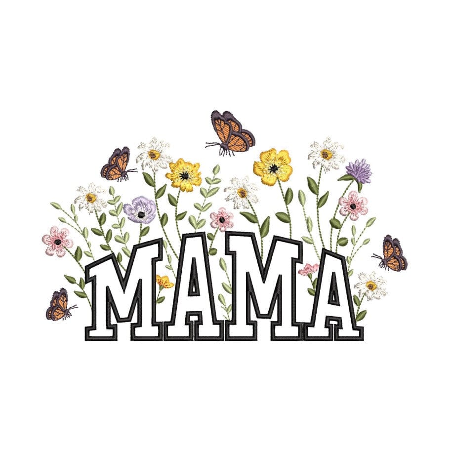 Mama Flower Embroidery Design, 3 sizes, Instant Download - So Fontsy