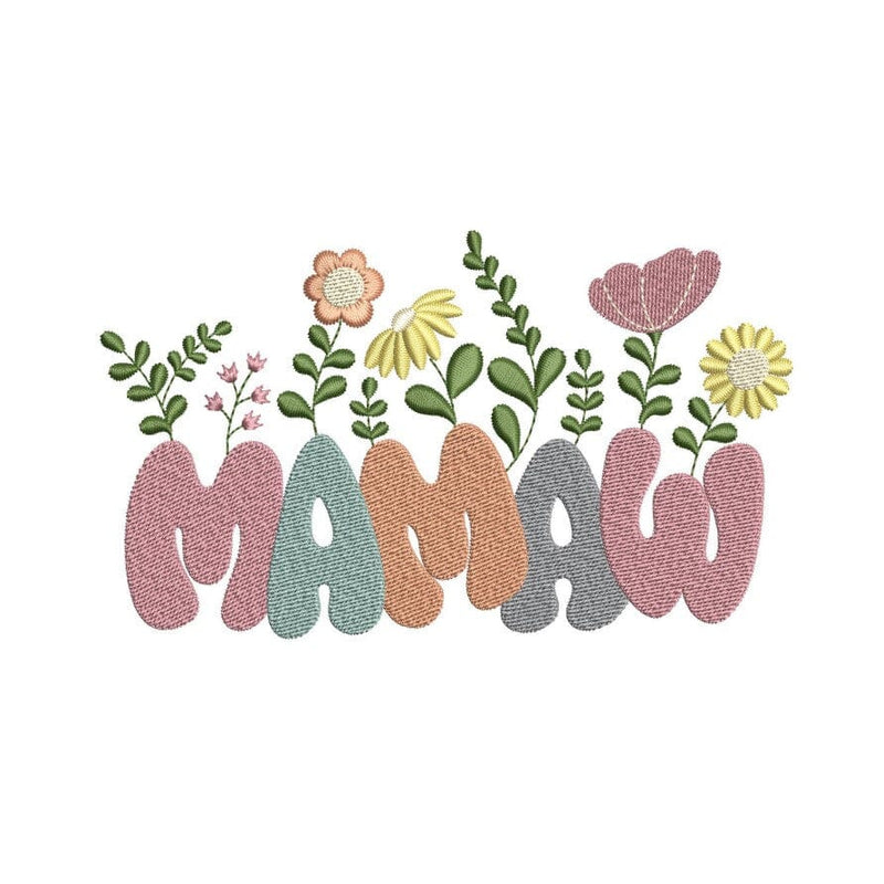 Mamaw Flower Embroidery Design, 3 sizes, Instant Download - So Fontsy