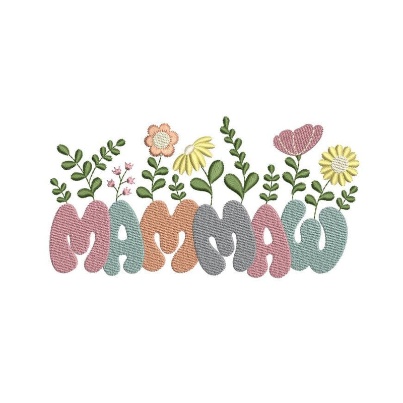 Mammaw Flower Embroidery Design, 3 sizes, Instant Download - So Fontsy