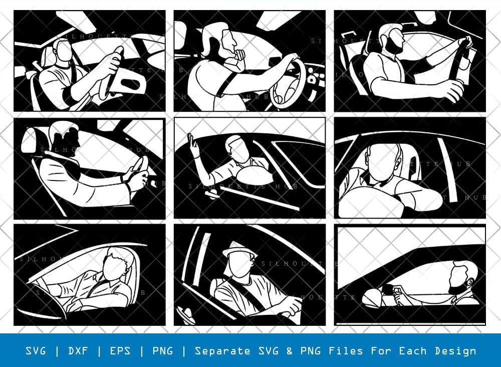 Man Driving Car Svg Cricut Cut Files Png Bundle, SB01103 - So Fontsy
